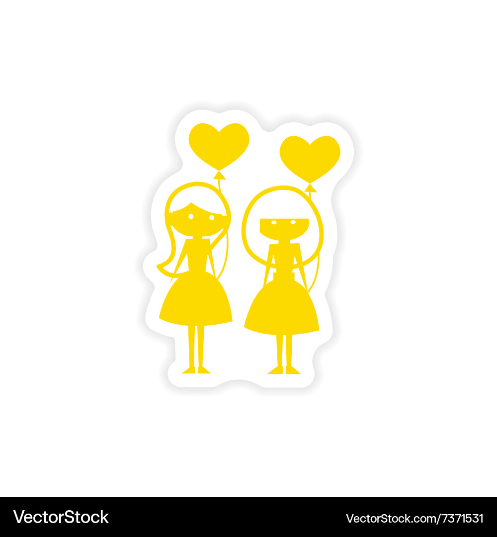 Icon sticker realistic design on paper girlfriend Vector Image