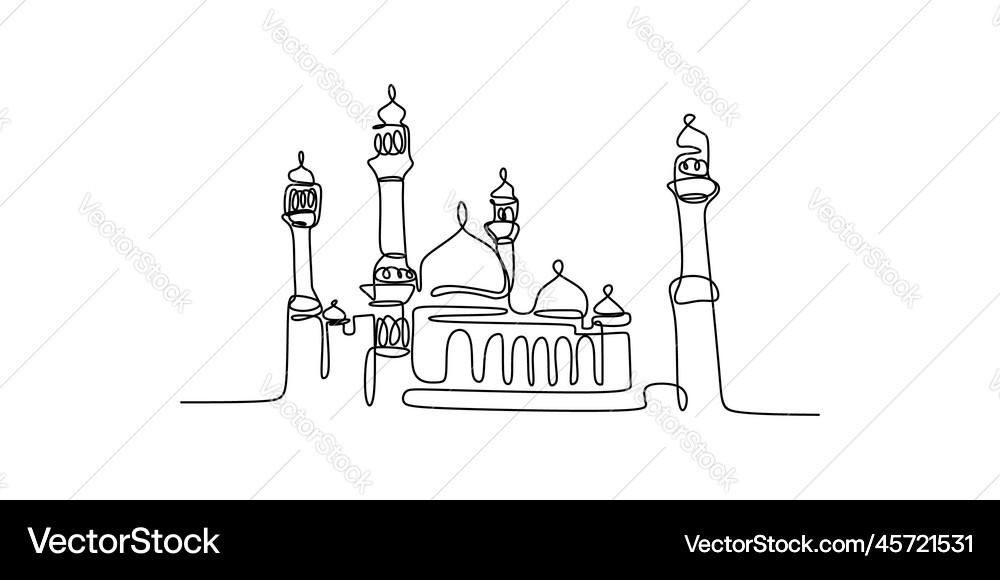 Islamic mosque one line drawing minimalist design Vector Image