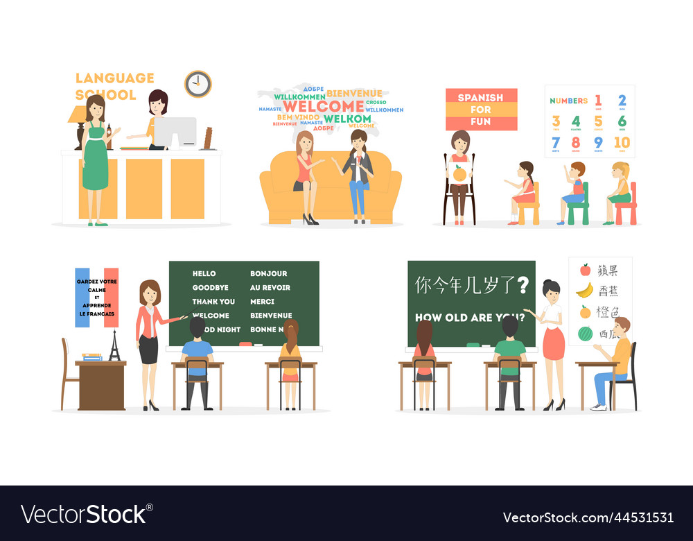 Language course set Royalty Free Vector Image - VectorStock