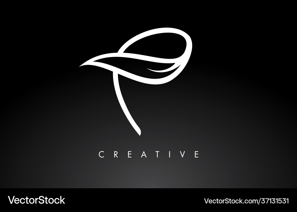 P letter logo with monogram leaf concept in black Vector Image