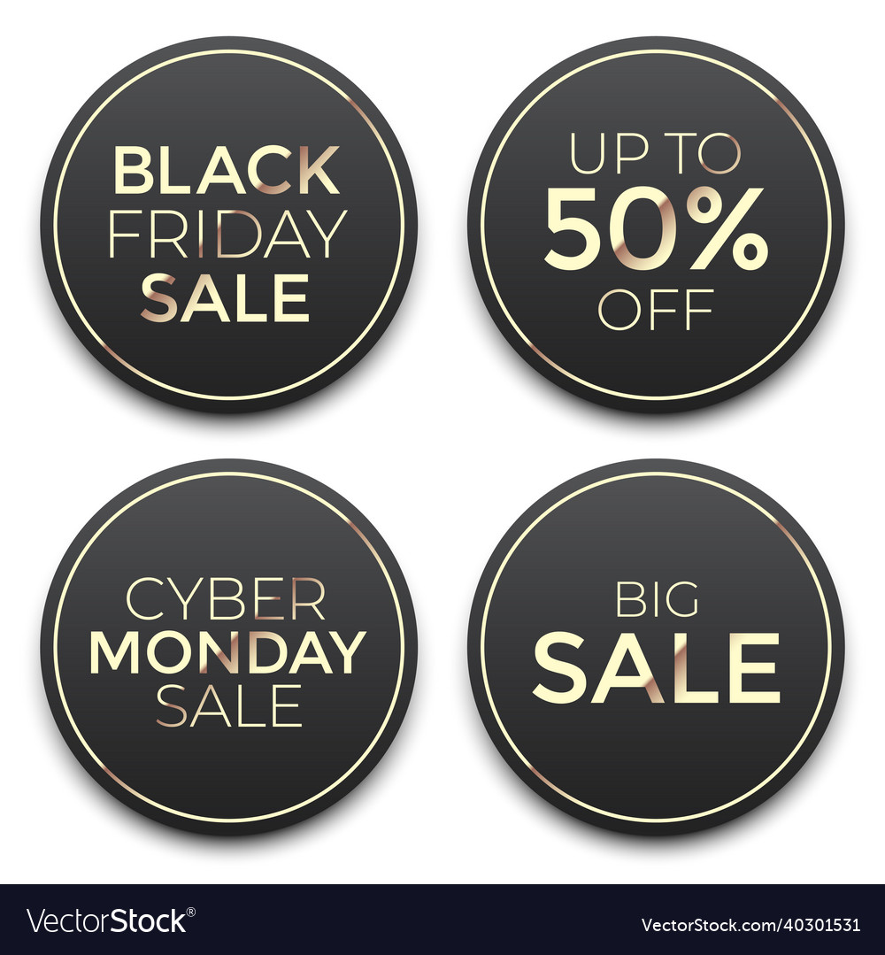 Set of black friday and cyber monday Royalty Free Vector