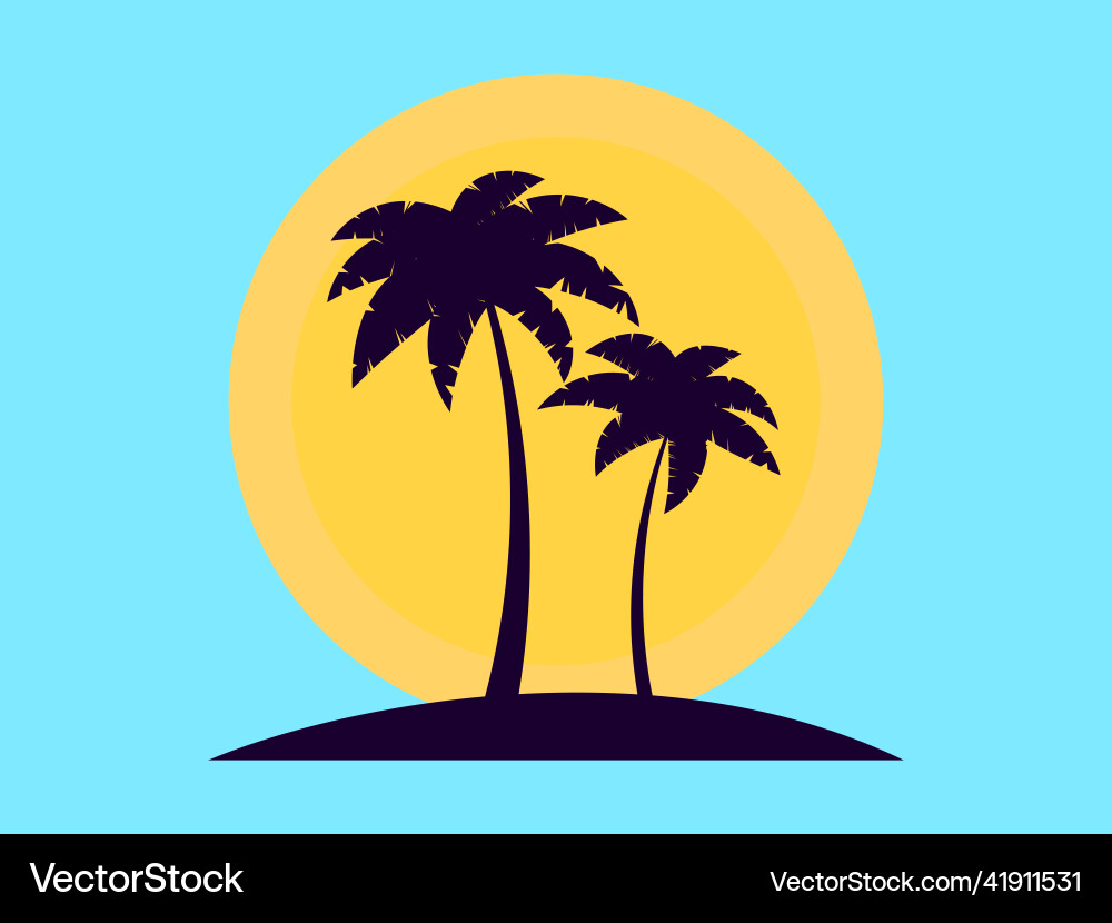 Two palm trees at sunset romantic tropical Vector Image
