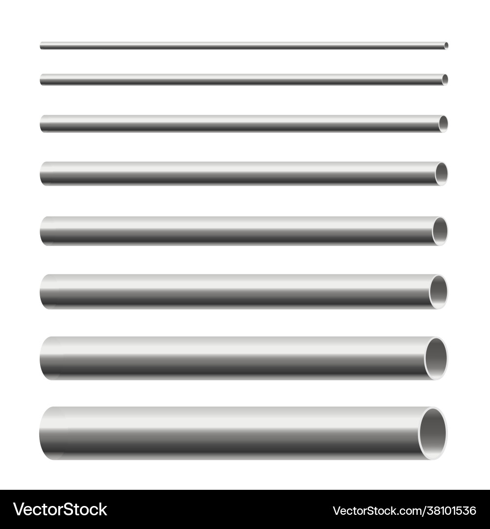 A set steel metallic chrome pipes Royalty Free Vector Image