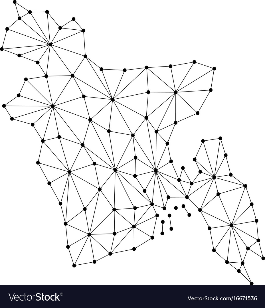 Bangladesh map of polygonal mosaic lines network Vector Image