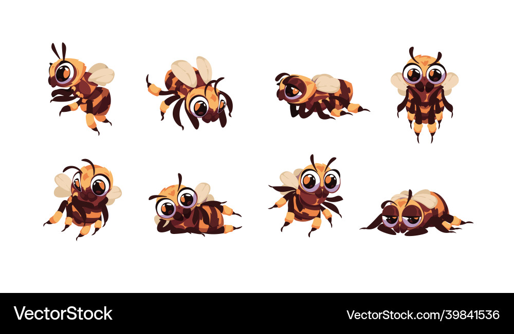 Cartoon bee bumblebee smiley mascot character Vector Image