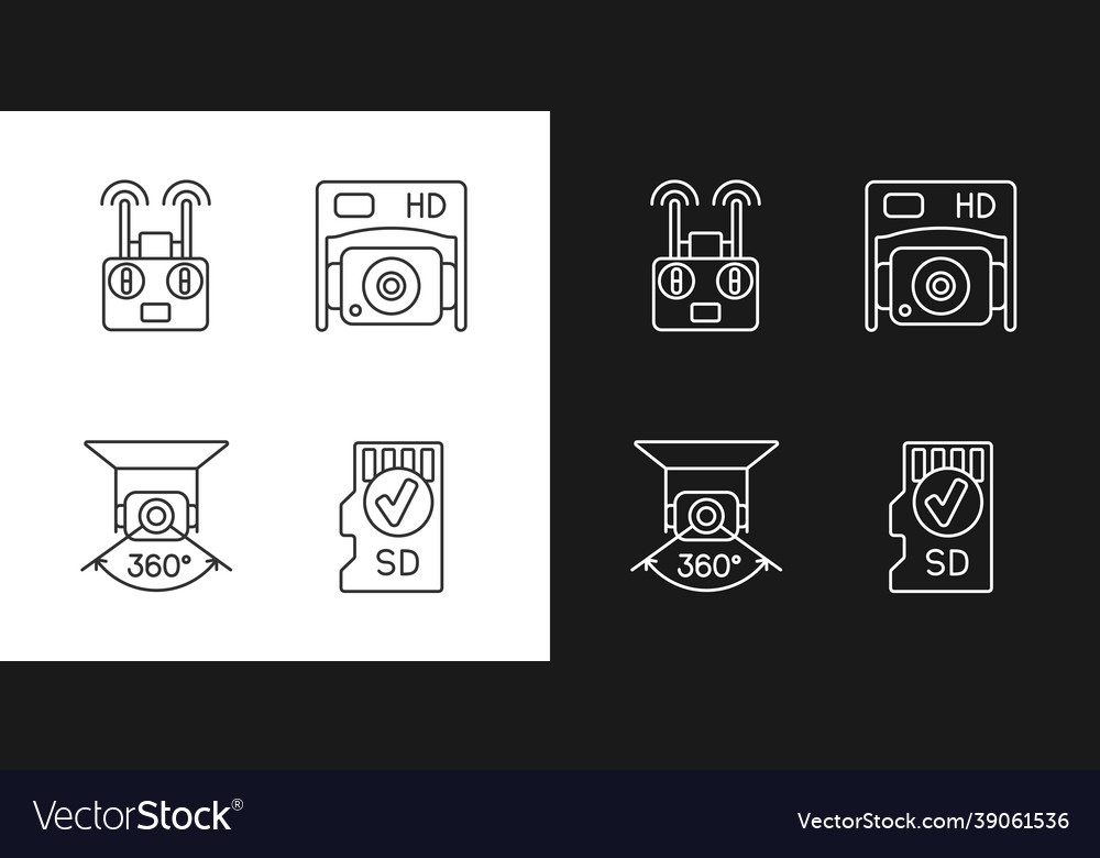 Effective drone use linear manual label icons set Vector Image