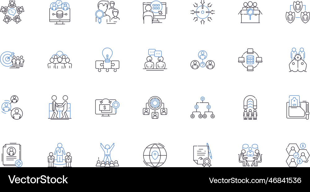 Executive forum line icons collection leadership Vector Image