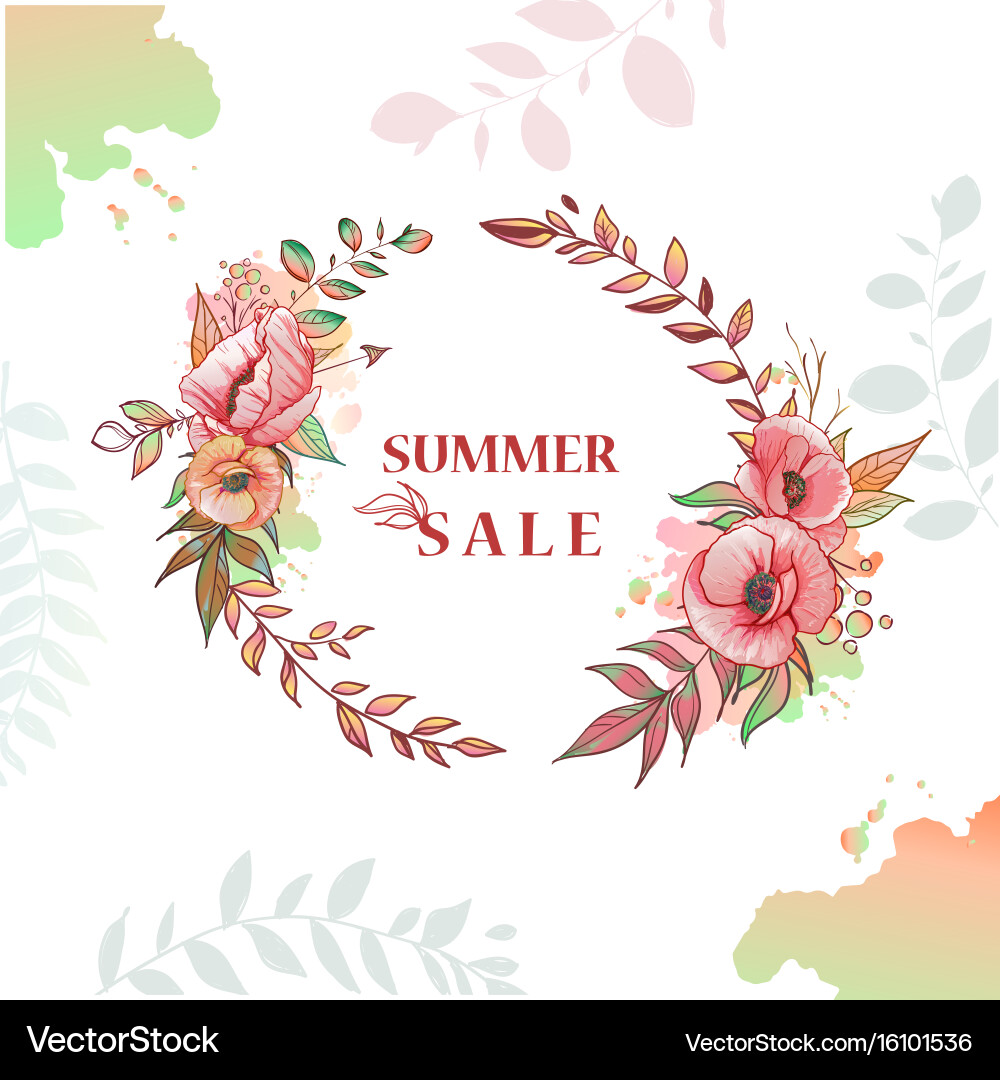 Flower wreath sale Royalty Free Vector Image - VectorStock