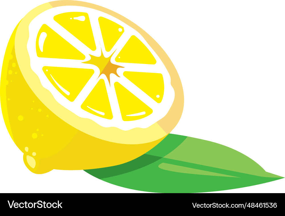 Lemon half cut cartoon icon tropical fruit Vector Image