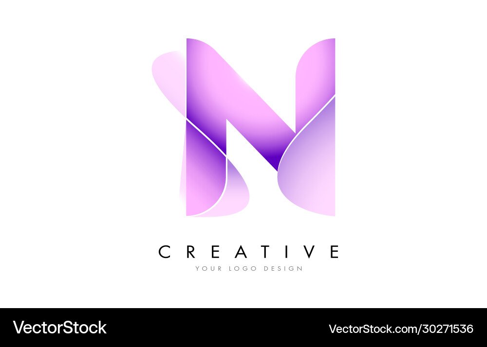 Letter n logo design with satin texture and fluid Vector Image