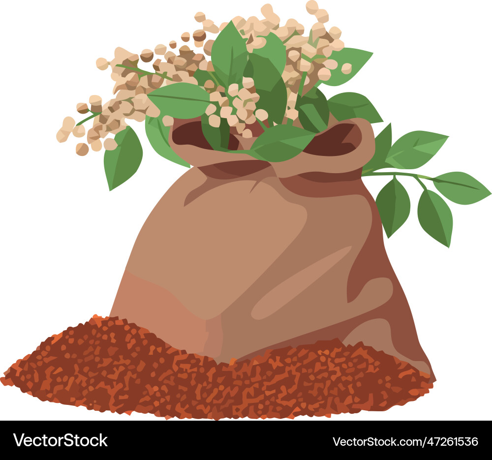 Organic plant growth on a sack Royalty Free Vector Image