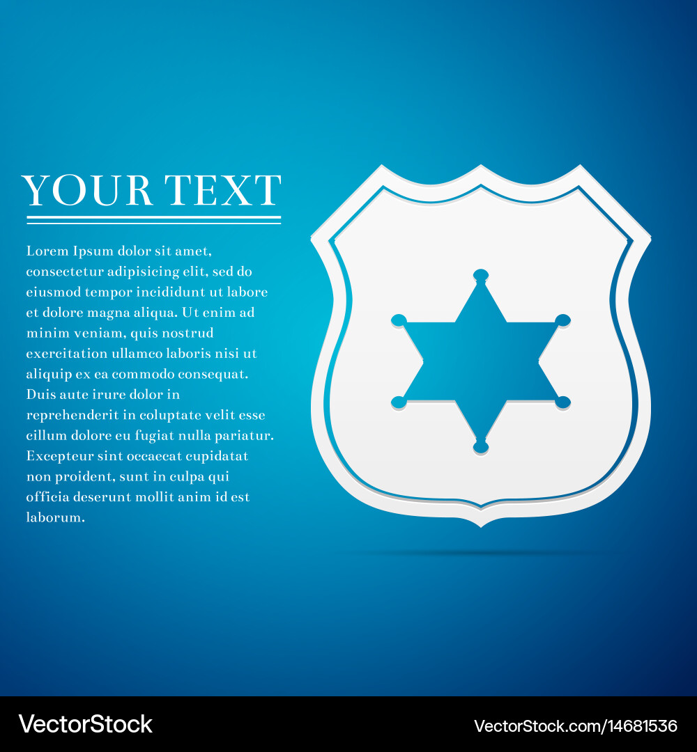 Police badge flat icon on blue background Vector Image