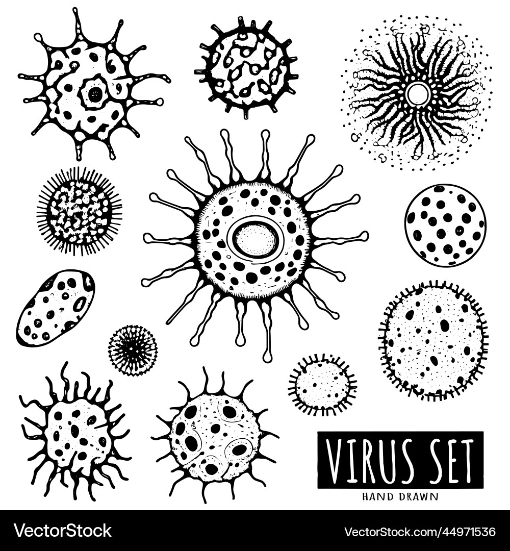 Set of virus hand drawn Royalty Free Vector Image