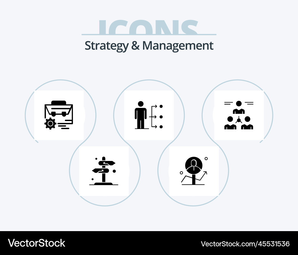 Strategy and management glyph icon pack 5 icon Vector Image
