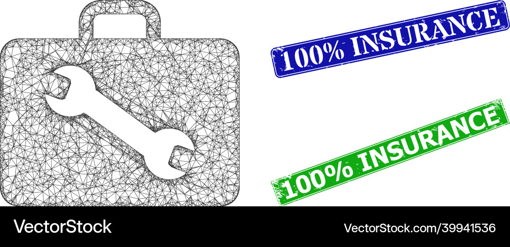 Textured 100 percent insurance seals Royalty Free Vector
