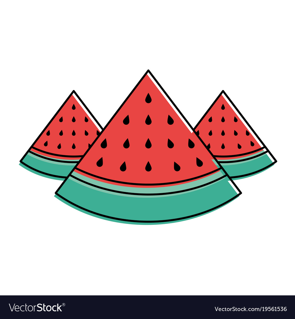 Three slice watermelon fruit tropical Royalty Free Vector