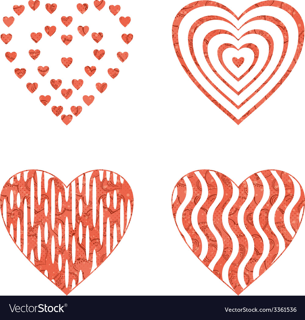 Valentine heart with patterns set Royalty Free Vector Image