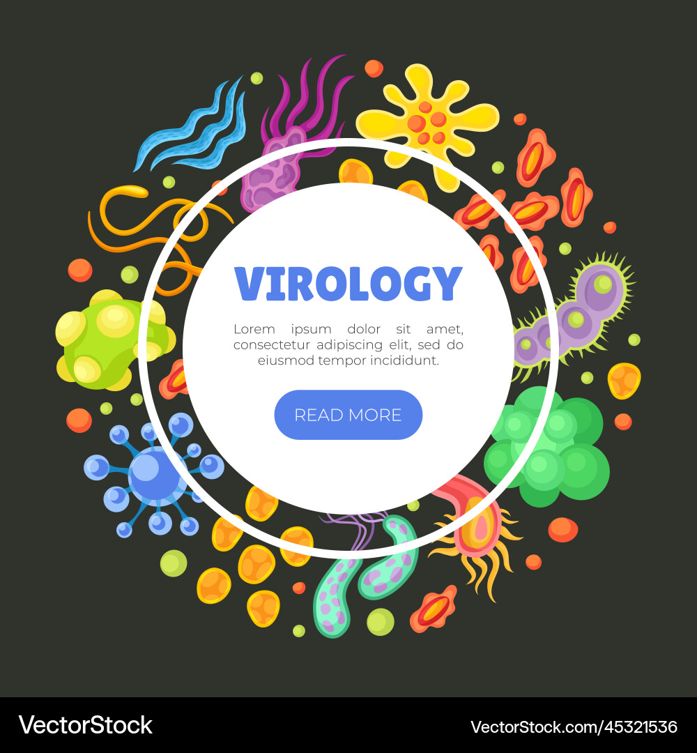 Virology web banner microbiology and Royalty Free Vector