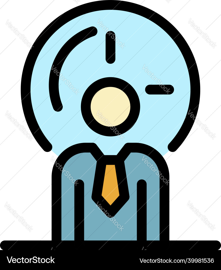 Wall clock and man icon color outline Royalty Free Vector