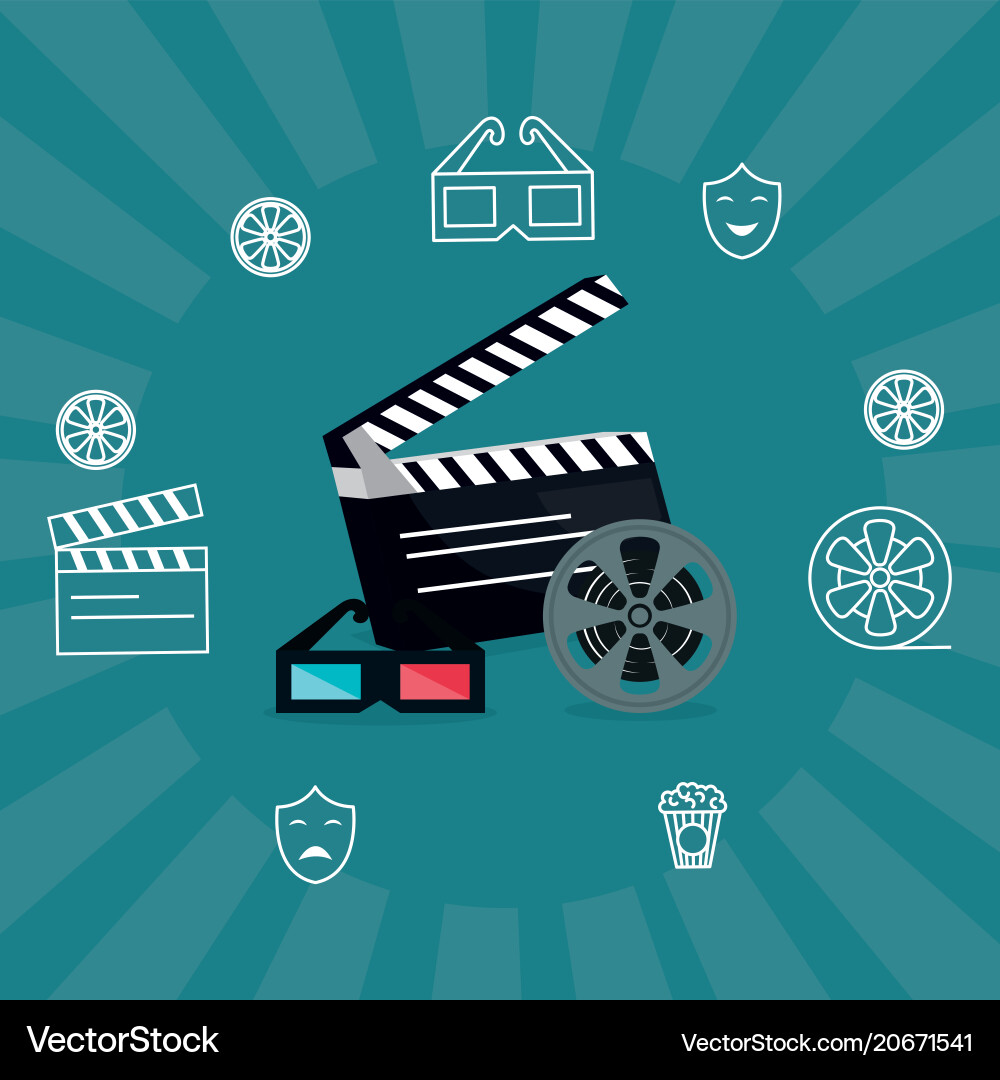 Cinema entertainment set icons Royalty Free Vector Image