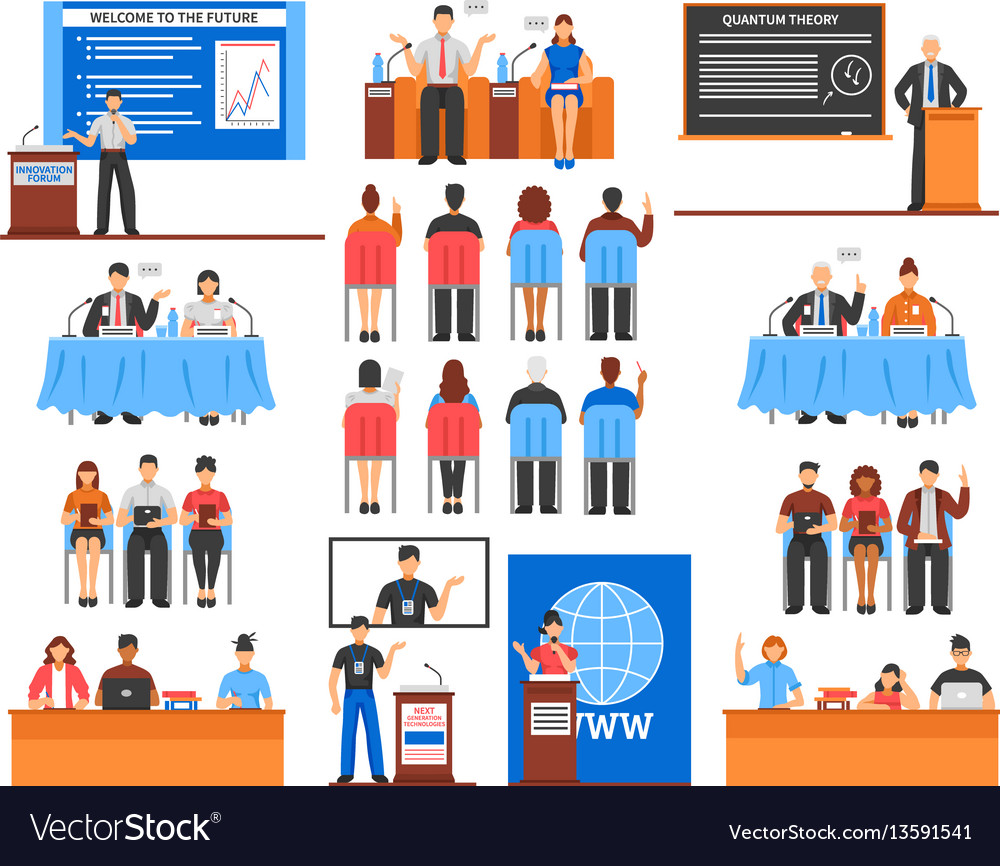 Conference elements set Royalty Free Vector Image