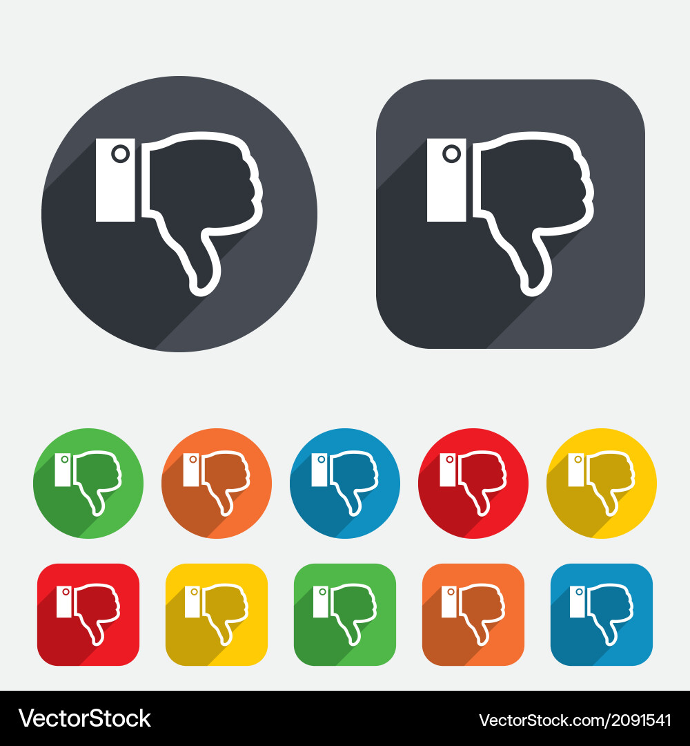 Dislike sign icon hand finger down symbol Vector Image