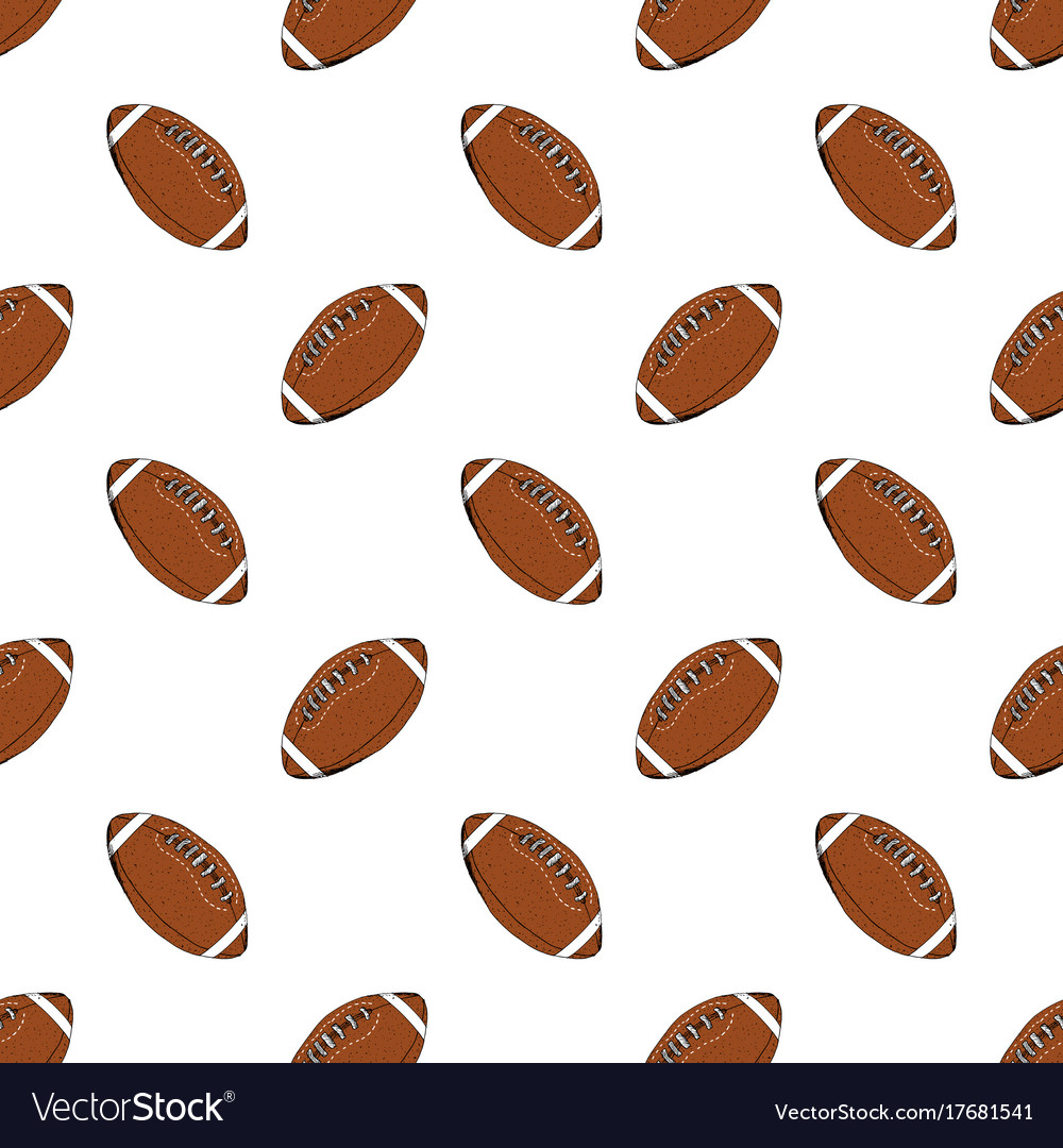 Football rugby ball seamless pattern hand drawn Vector Image