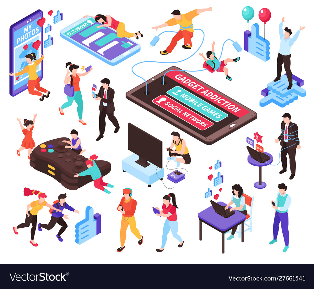 Gadget addiction set Royalty Free Vector Image Gadget addiction set Royalty Free Vector Image