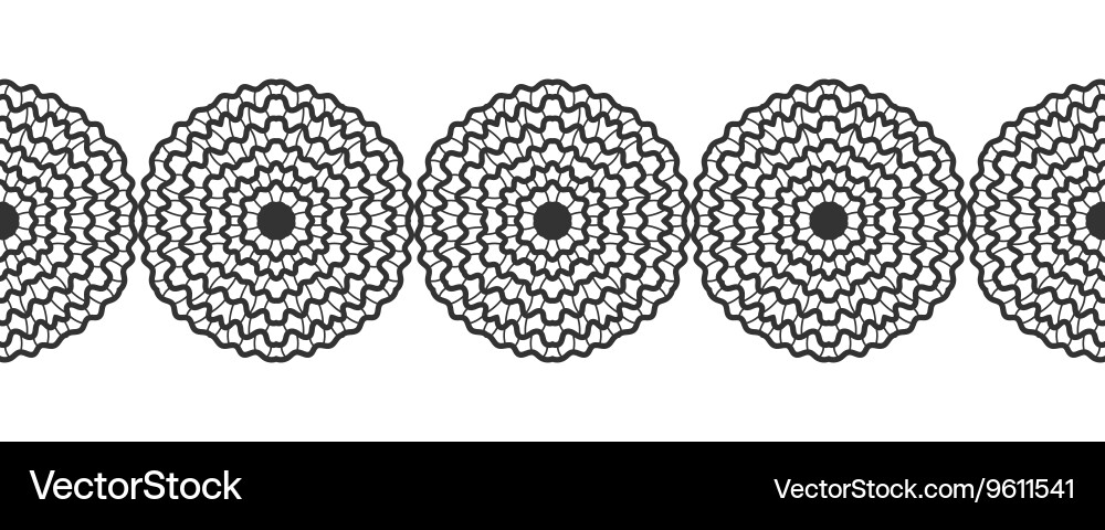Lace Black silhouette Seamless pattern of round Vector Image