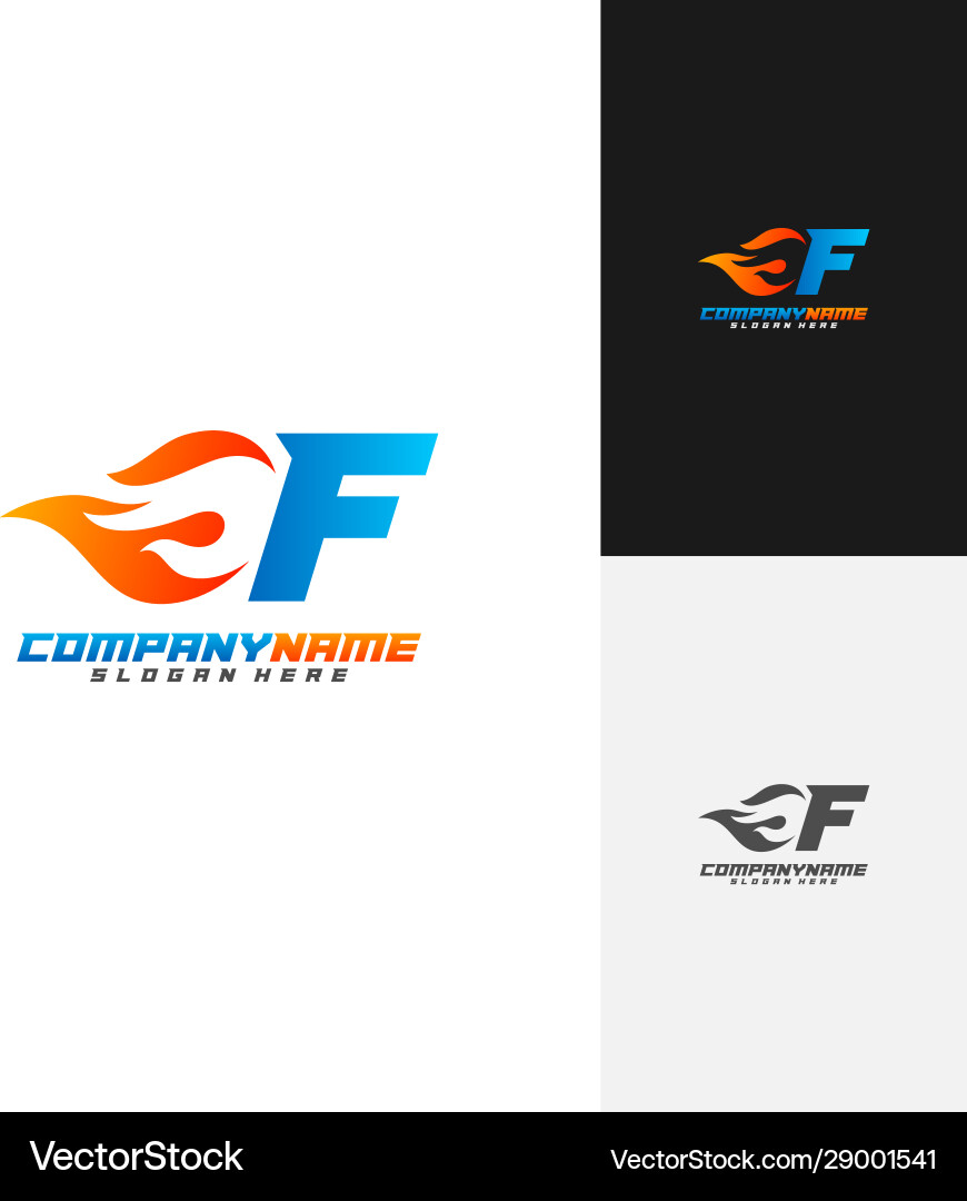 Letter f fire logo design template flames Vector Image