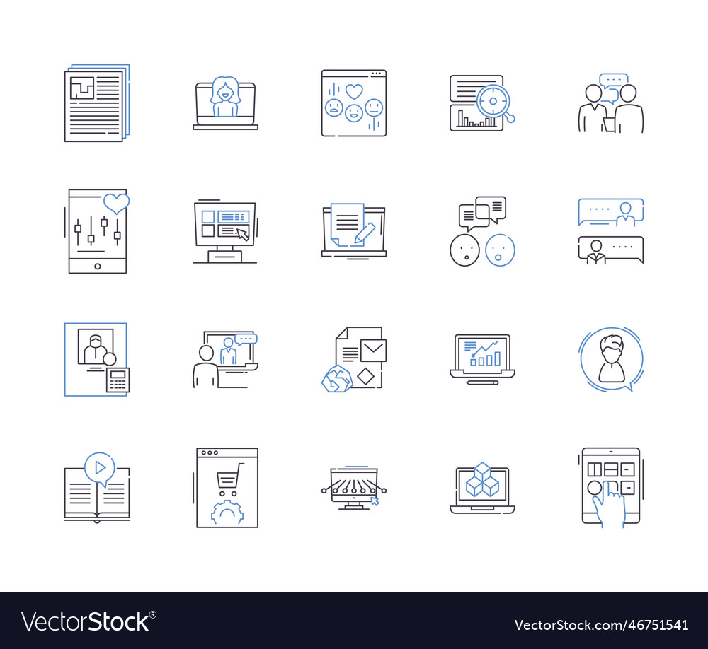 Management and content outline icons collection Vector Image