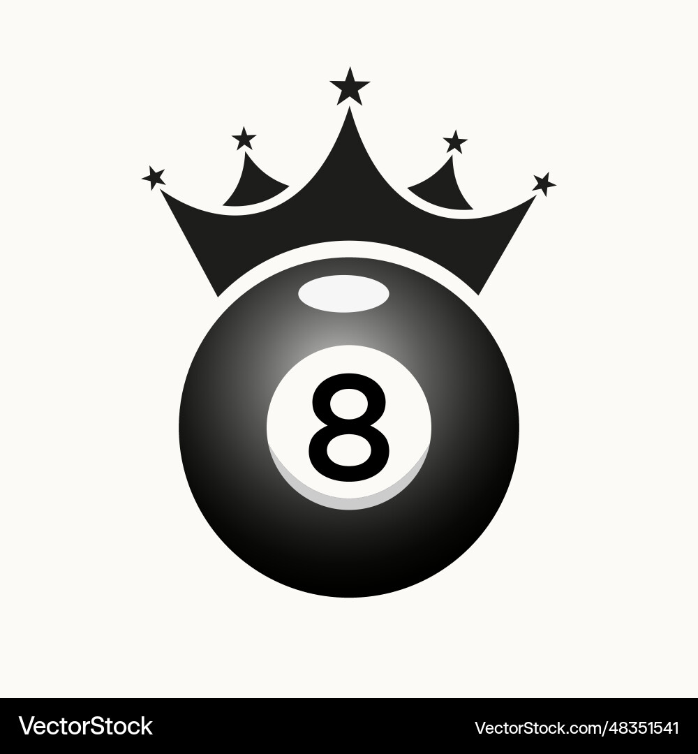 Poolball logo design concept with crown icon Vector Image