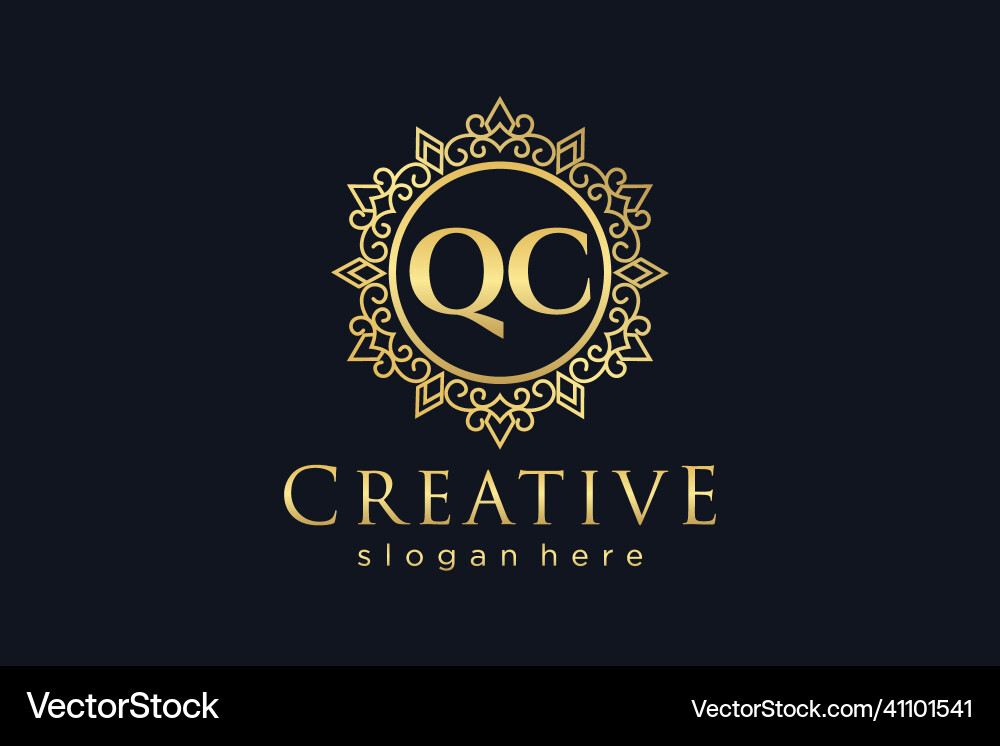 Qc initial letter luxury calligraphic feminine Vector Image