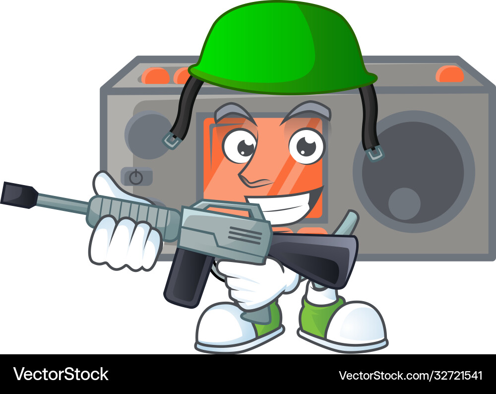 Radio transceiver mascot design in an army Vector Image