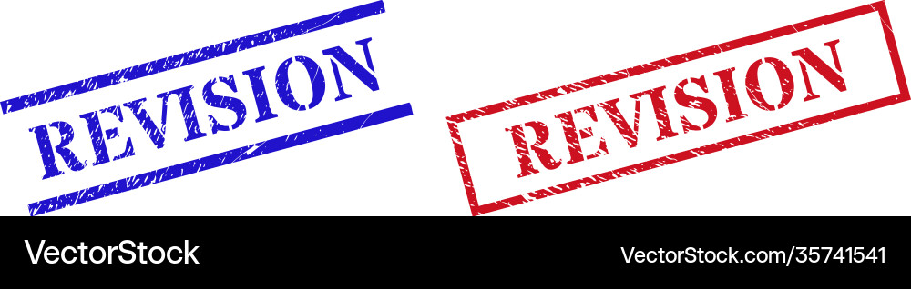 Revision grunge rubber seal stamps with rectangle Vector Image