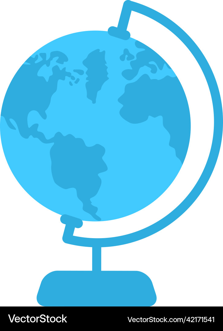 Round globe with worldwide map semi flat color Vector Image
