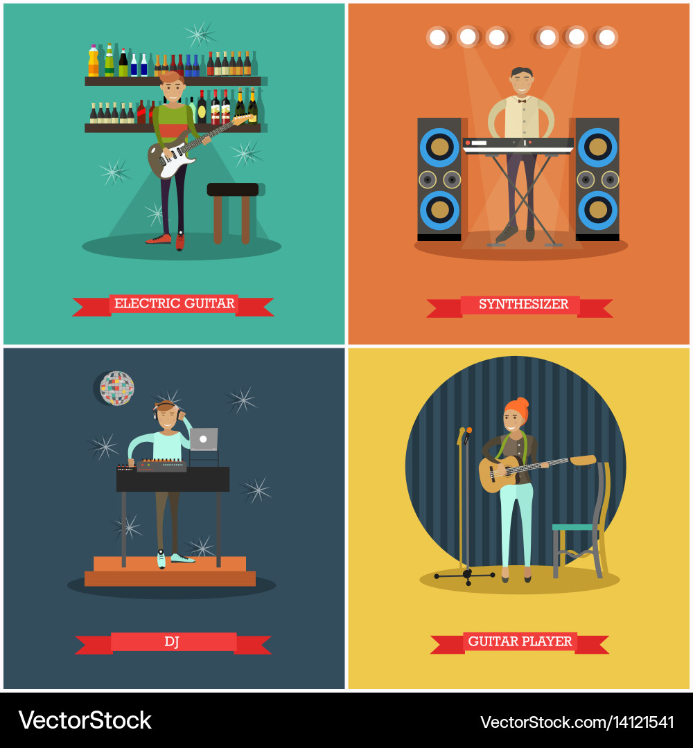 Set of musical instruments concept posters Vector Image
