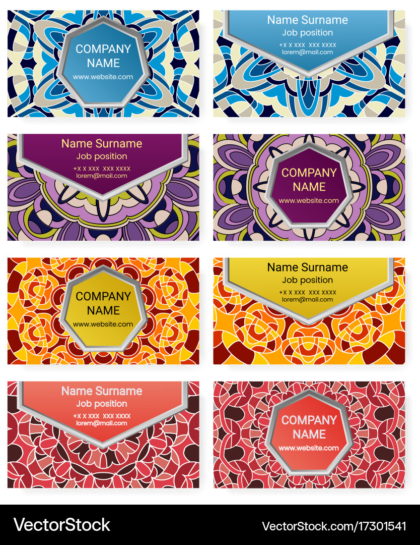 Set of visiting card with mandala Royalty Free Vector Image