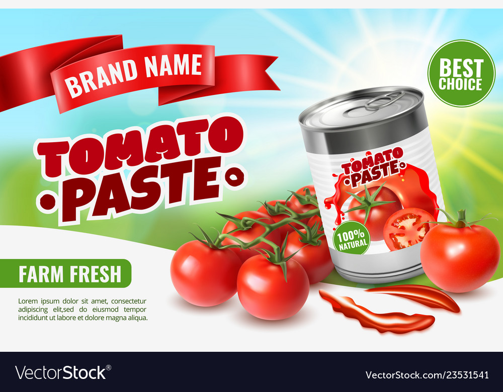 Tomato paste poster ad Royalty Free Vector Image