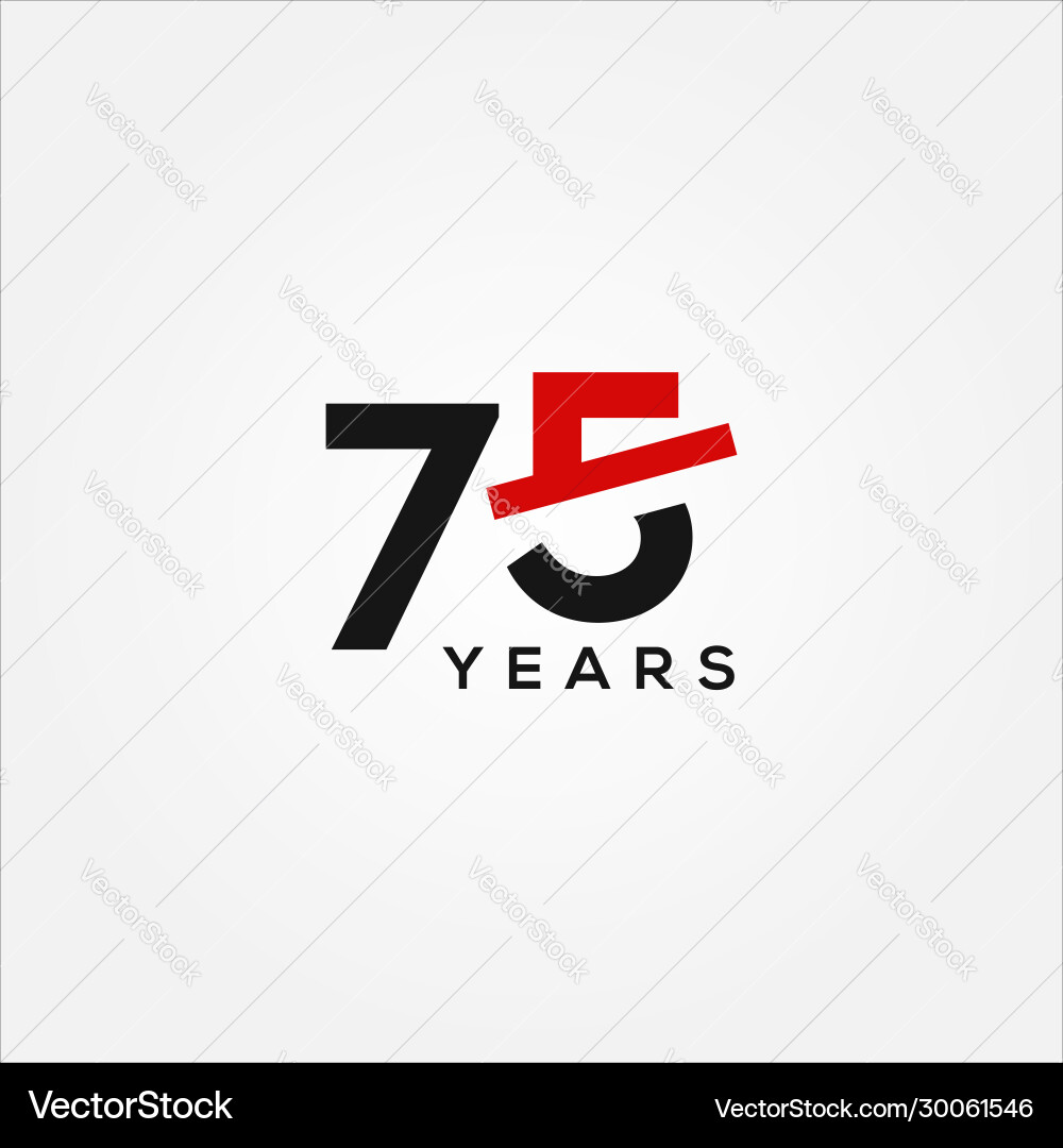 75 years anniversary black red elegant design Vector Image