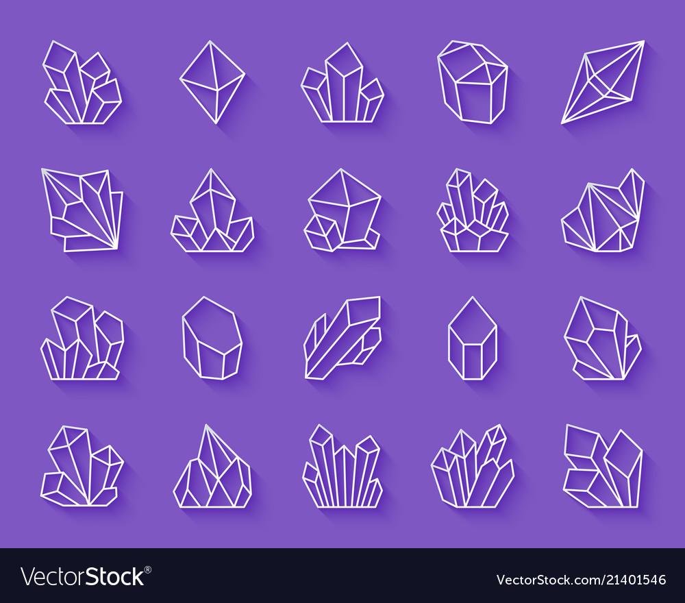 Crystal simple paper cut icons set Royalty Free Vector Image Crystal simple paper cut icons set Royalty Free Vector Image