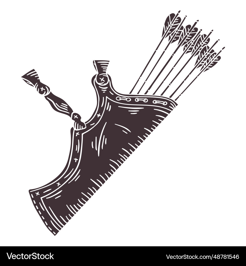 Detailed arrow quiver container cut out Royalty Free Vector