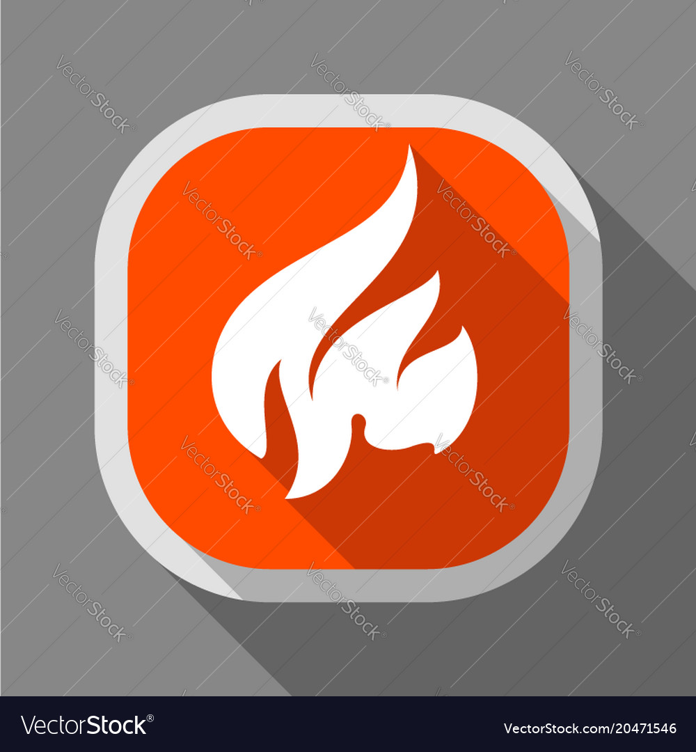 Fire icon square button Royalty Free Vector Image