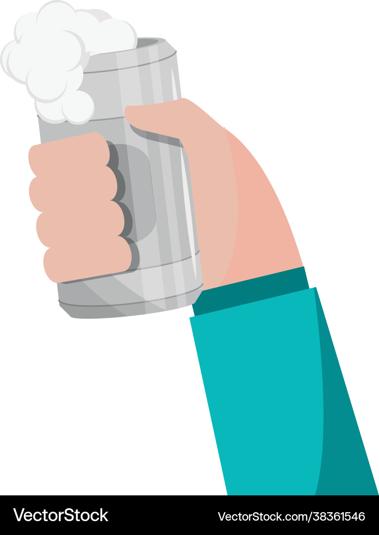 Hand with beer in can Royalty Free Vector Image