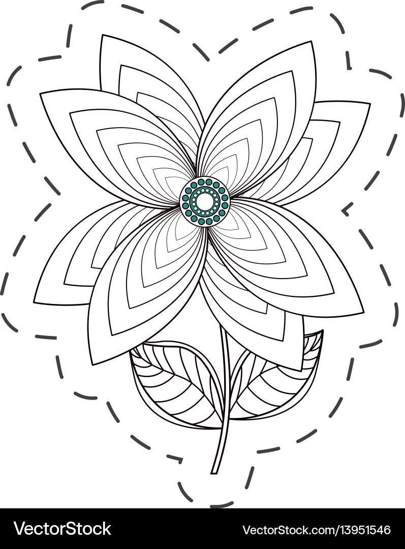 Lily flower decoration cut line Royalty Free Vector Image