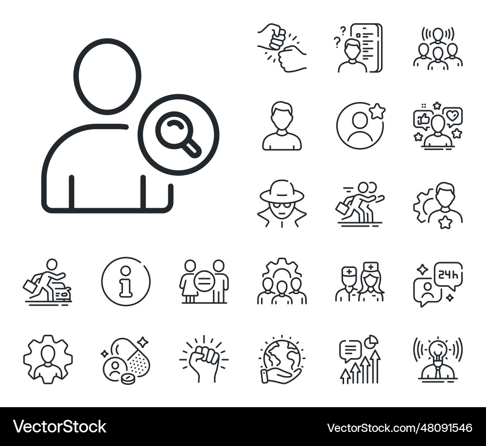 Search user line icon profile avatar sign Vector Image