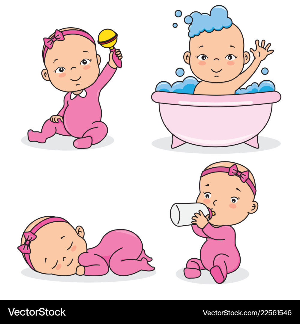 Set baby girl Royalty Free Vector Image - VectorStock