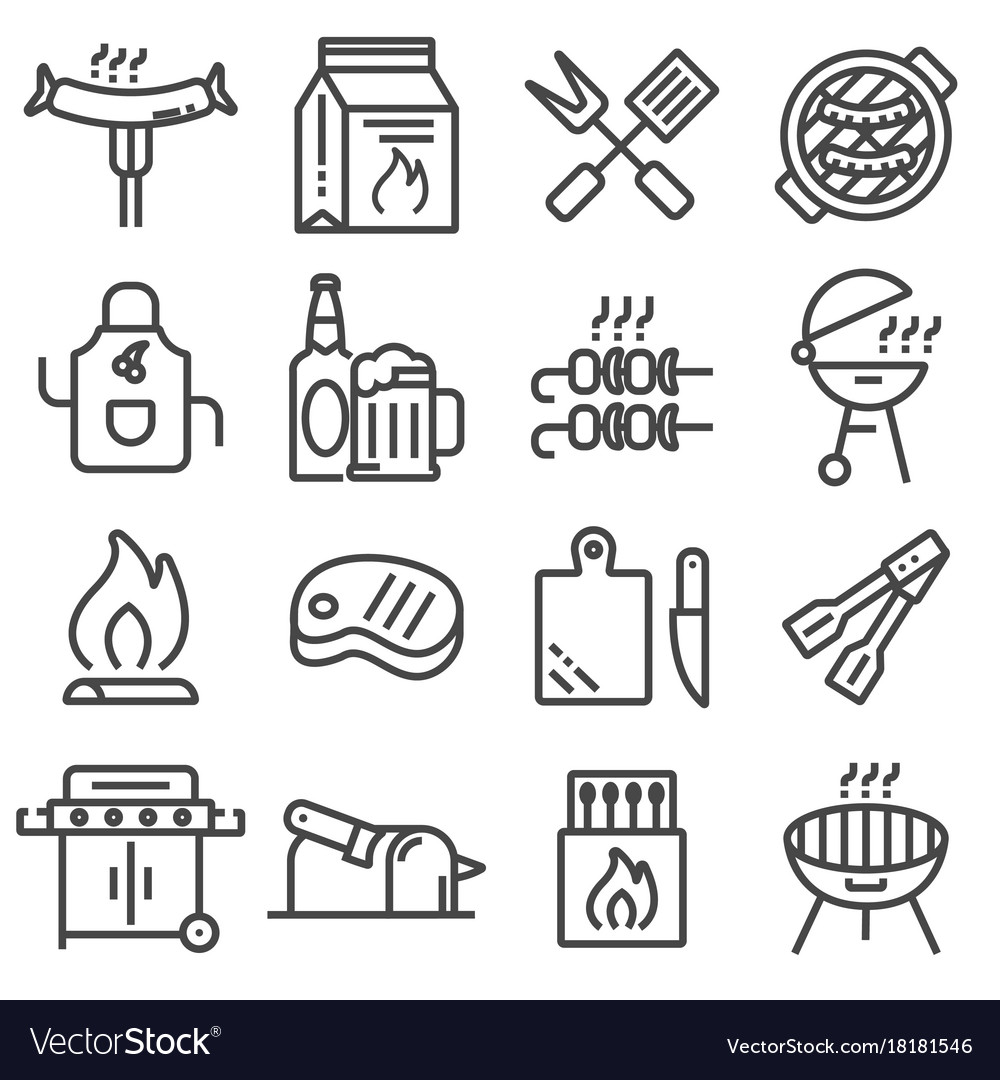 Set of barbecue related line icons Royalty Free Vector Image