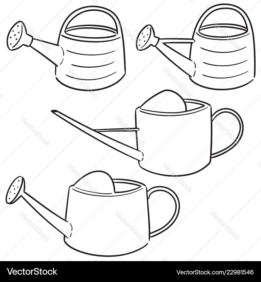 Set of watering can Royalty Free Vector Image - VectorStock