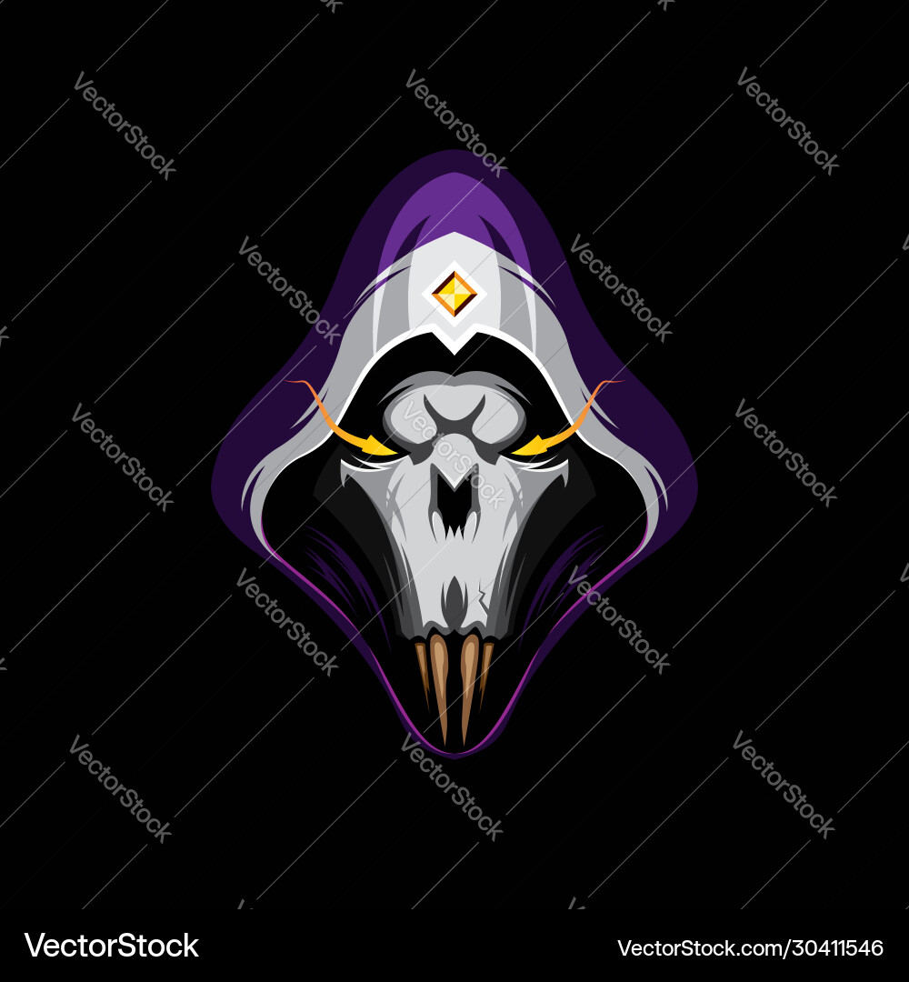 Skull purple head for game mobile logo Royalty Free Vector